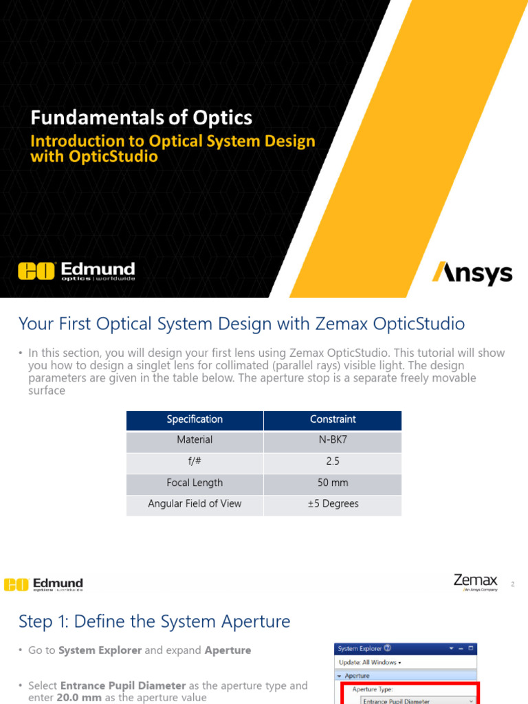 Introduction To Optical System Design With OpticStudio | PDF | Aperture | Optics