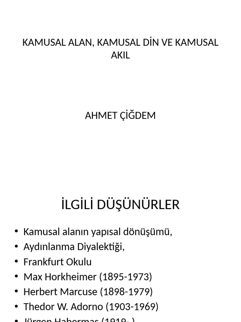 Kamusal Alan, Kamusal Di̇n Ve Kamusal Akil | PDF
