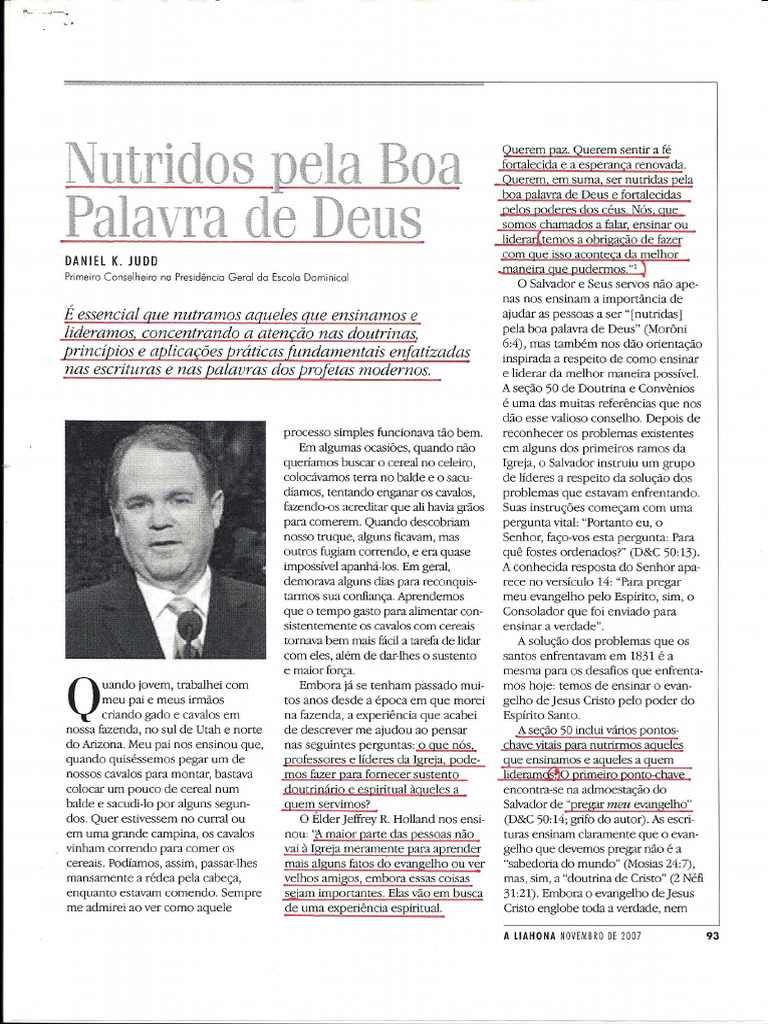 Daniel K. Judd - Nutridos Pela Boa Palavra de Deus | PDF
