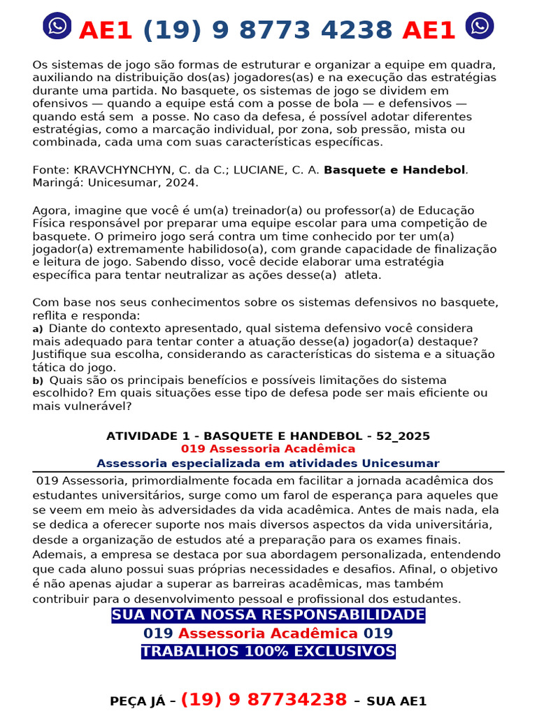 AE1 AE1: Basquete e Handebol | PDF