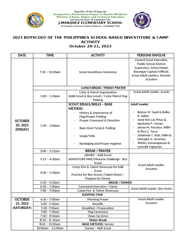 2023 BSP School-Based Activity | PDF | Philippines | Scouting
