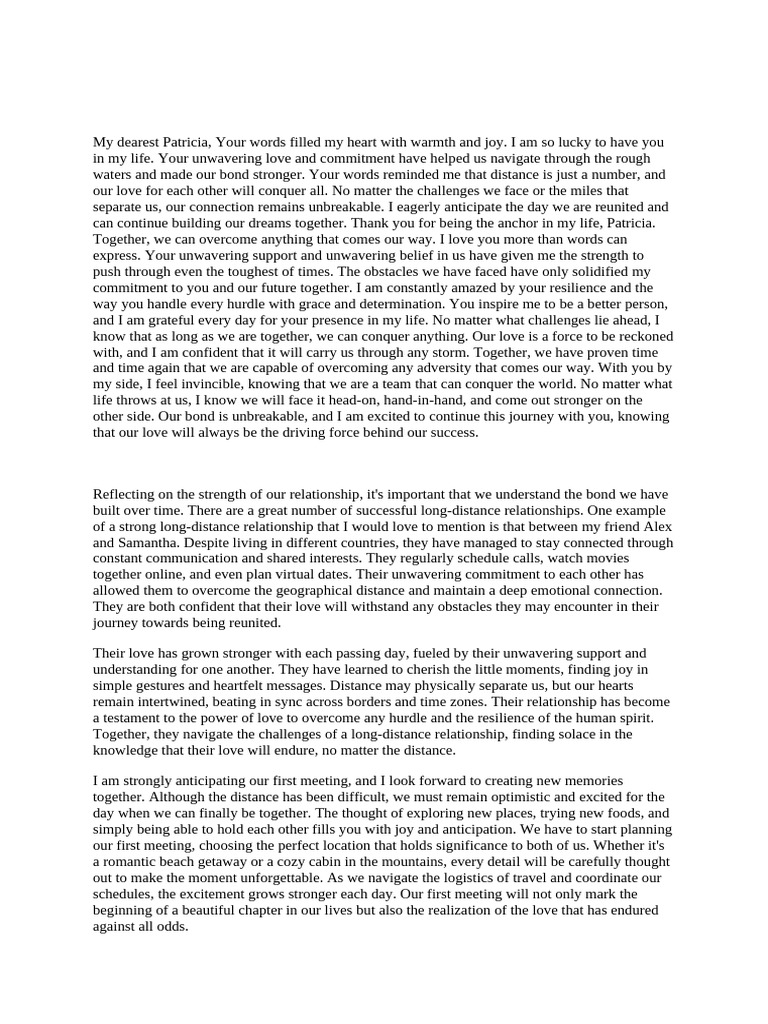 Unbreakable Love: Long-Distance Connection | PDF | Love | Patience