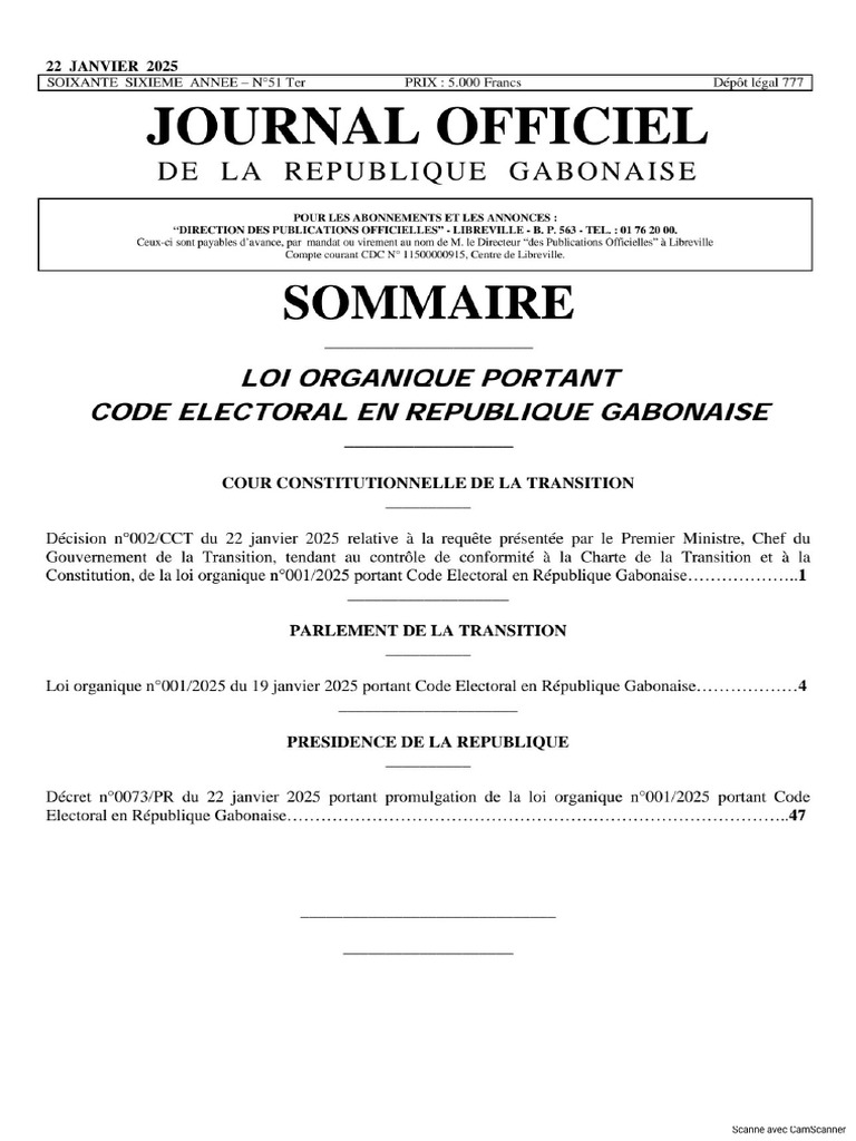 Journal Officiel - N°51 Ter Du 22 Janvier 2025 - Code Electoral - 22h | PDF