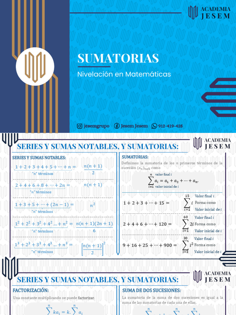 Tema (25) - (Sumatorias) - (Jesem) | PDF | Conceptos matemáticos | Aritmética