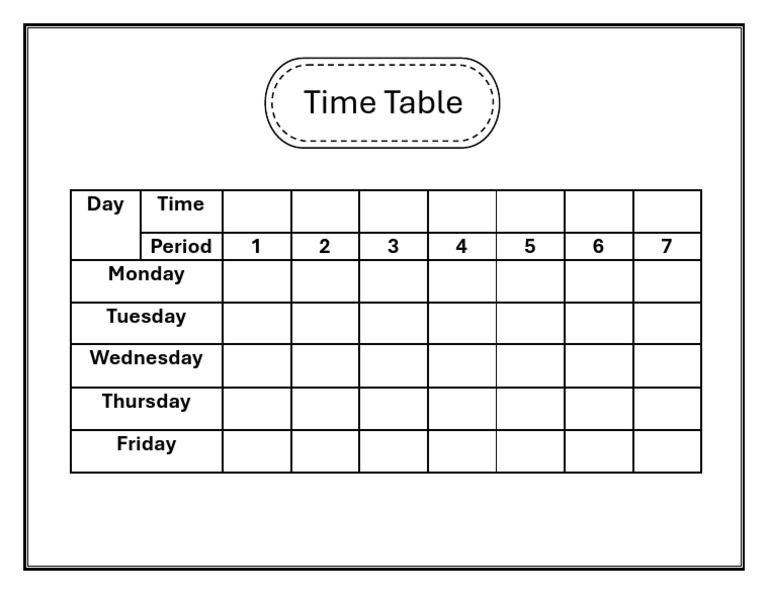 Time Table For Diary | PDF