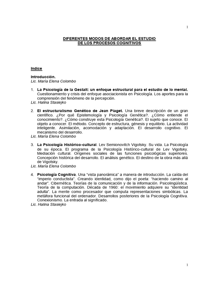 La Actividad Mental - Colombo UBA XXI INTRO | PDF | Sicología | Mente