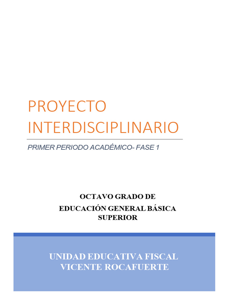Proyecto Interdisciplanario Octavo 1era Fase 2025 - 2026 (Revisado) | PDF | Andes | Ciencias de ...