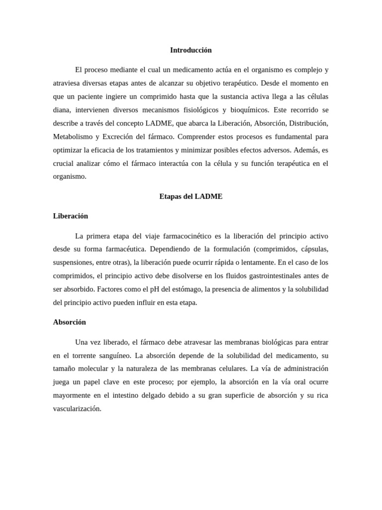 Proceso LADME en Farmacología | PDF | Medicamentos con receta ...