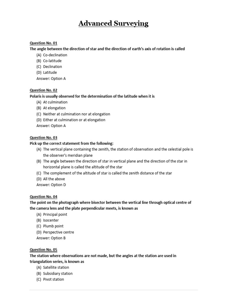 Advanced Surveying Concepts and Questions | PDF | Longitude | Latitude