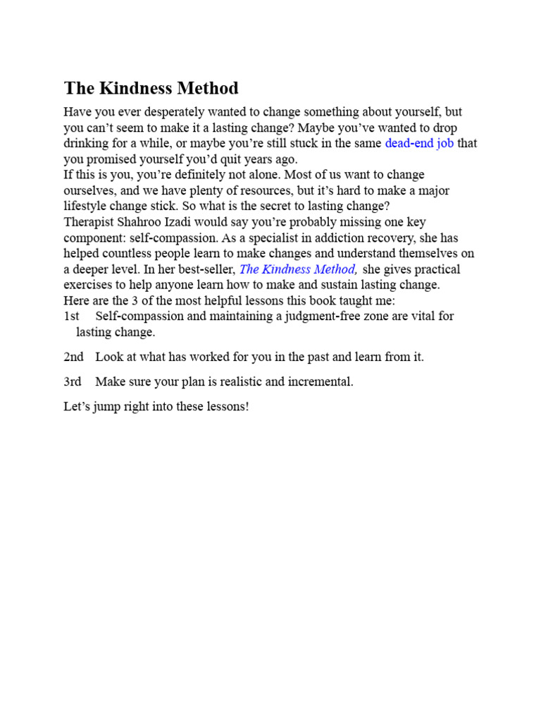 The Kindness Method for Lasting Change | PDF | Behavioural Sciences ...