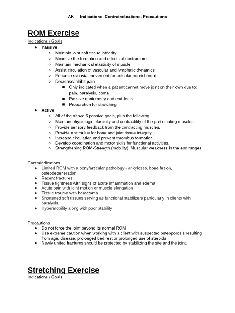 AK - Indications, Contraindications, Precautions | PDF | Skeletal ...