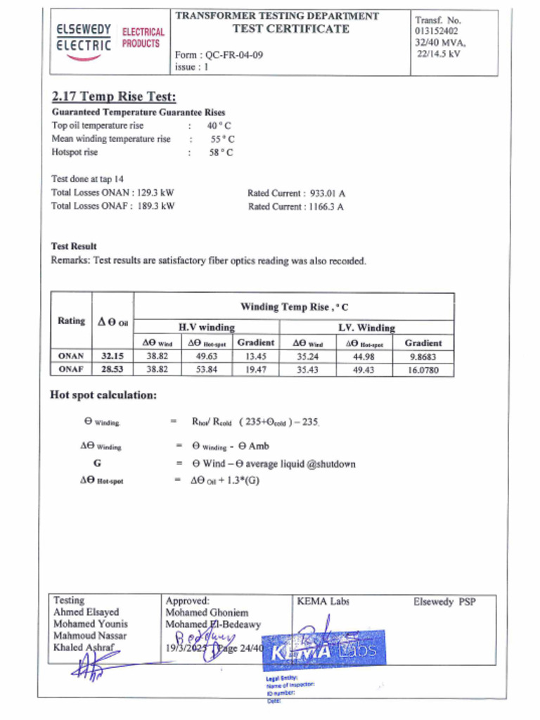Temp Rise Report | PDF