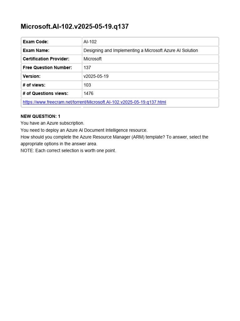 Microsoft.AI-102.v2025-05-19.q137 | PDF | Microsoft Sql Server ...
