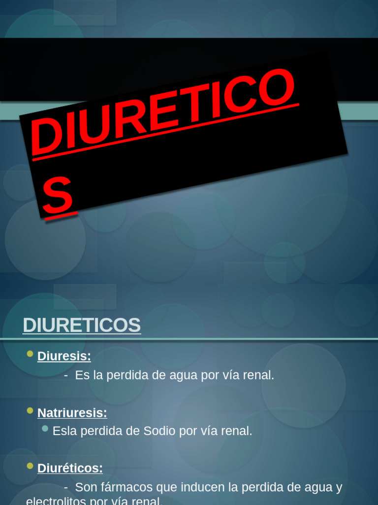 11) Diureticos | PDF | Riñón | Especialidades Medicas