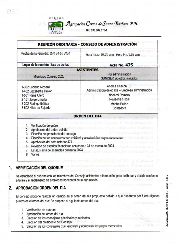 Acta de Consejo 475 | PDF