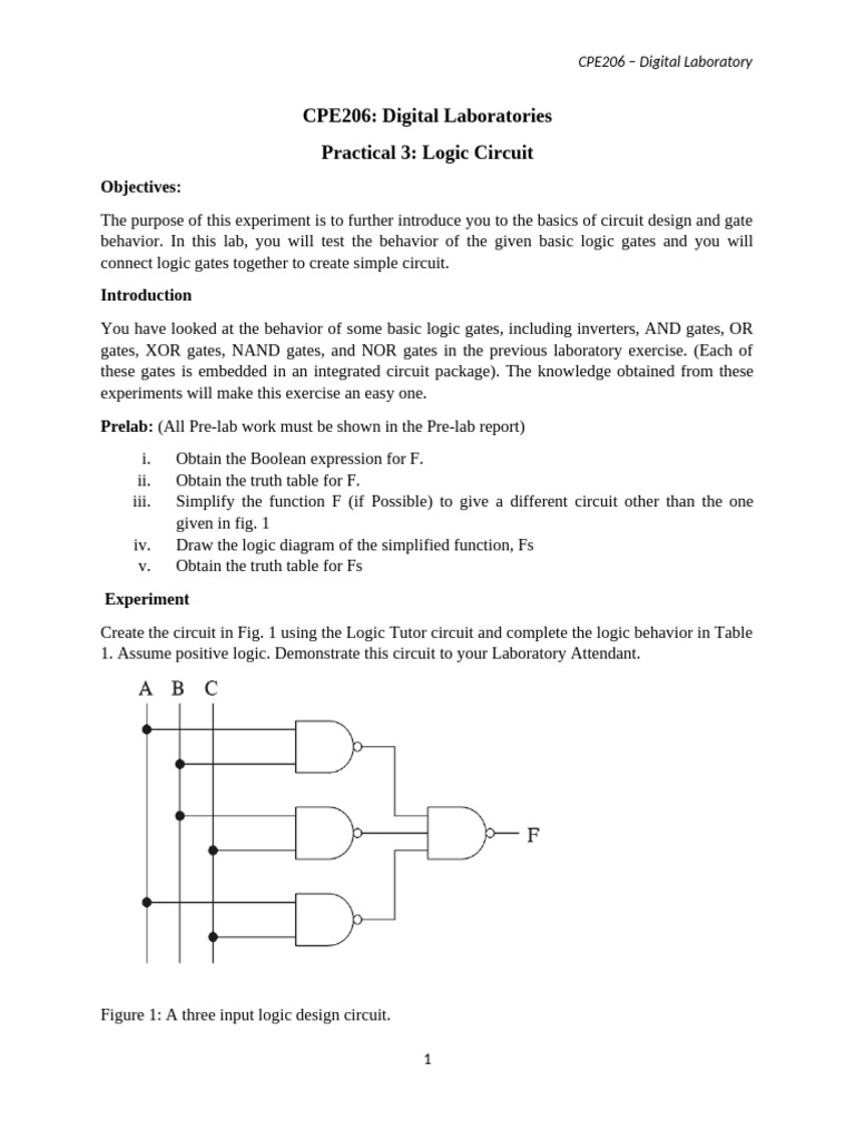 Logic Circuit Design Lab Guide | PDF