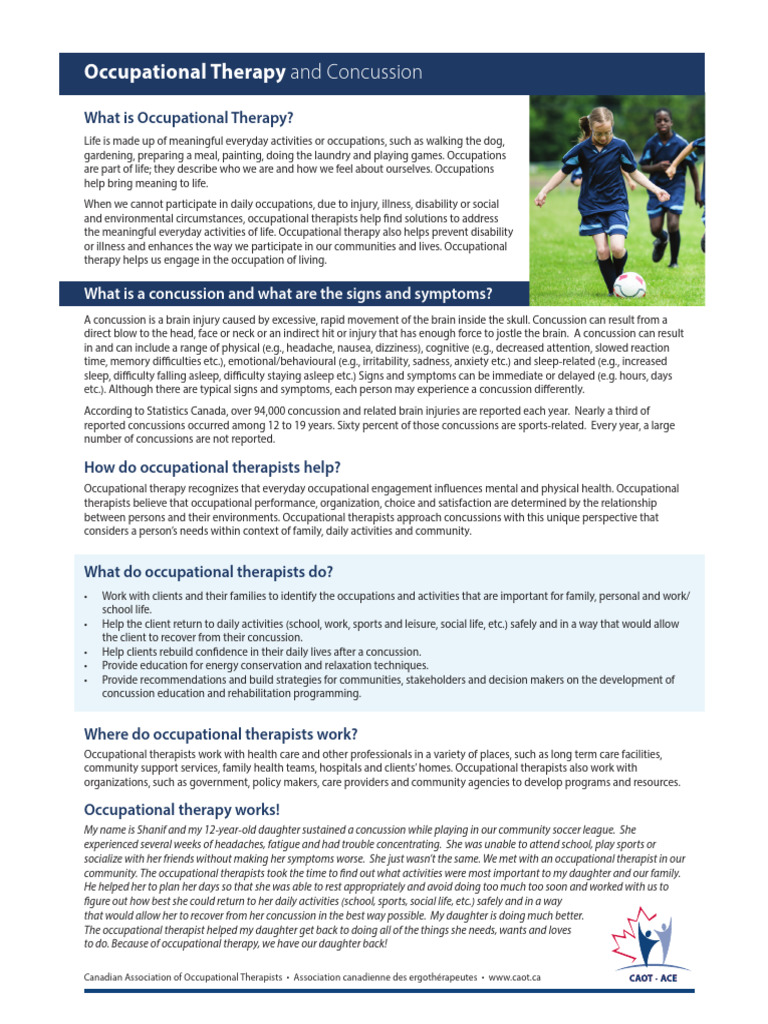 Occupational Therapy for Concussion Recovery | PDF | Concussion ...