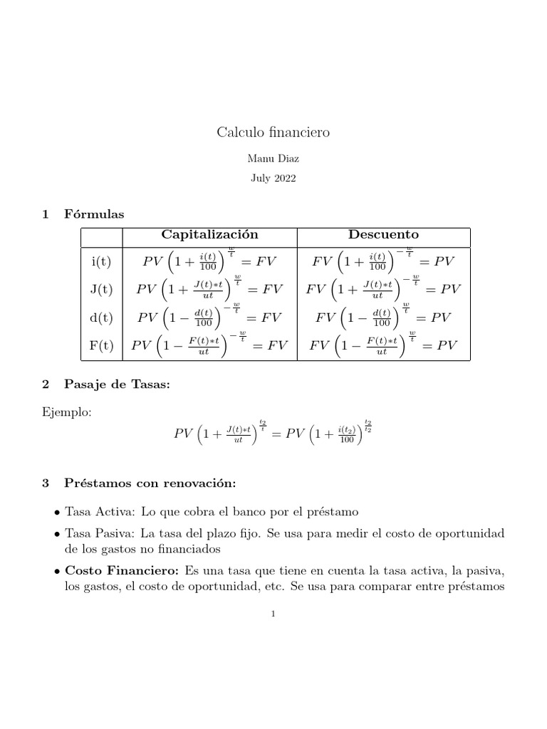 Fórmulas | PDF | Dólar de los Estados Unidos | Hoja de balance