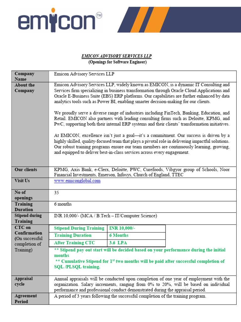 Software Engineer Openings at EMICON | PDF | Computing | Business