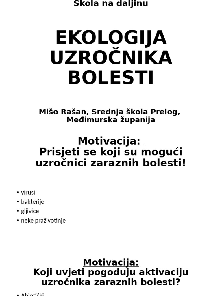 Ekologija Uzročnika Bolesti 2 | PDF