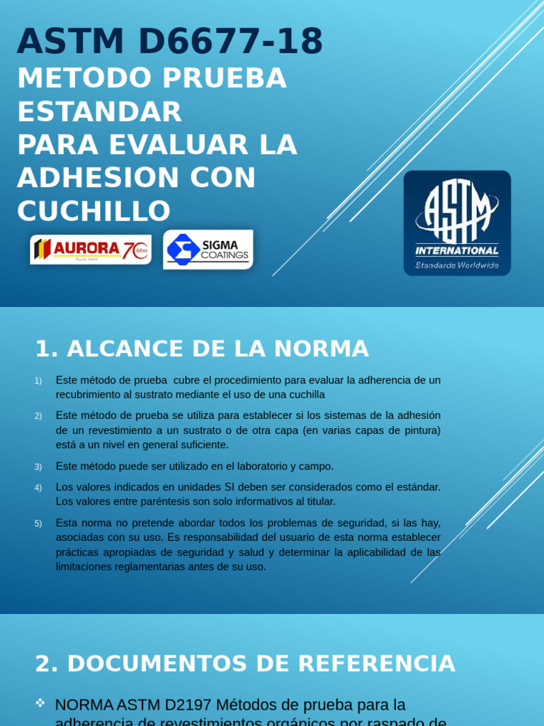 ASTM D6677: Evaluación de Adhesión con Cuchillo | PDF | Adhesión ...