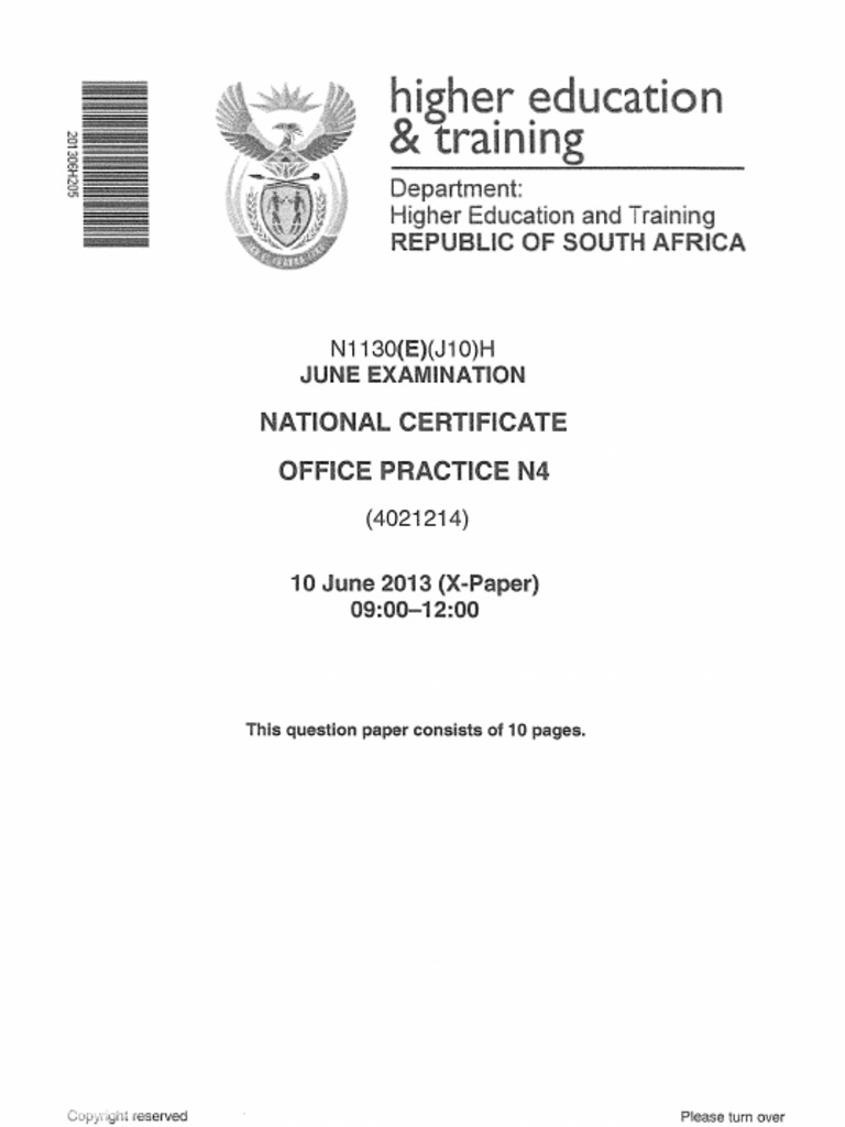 N4 Office Practice June 2013 | PDF