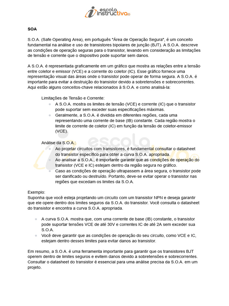 Aula 14 BJT - MOD 1 - INVERSOR DE TENSÃO - Regiao SOA de BJT | PDF ...