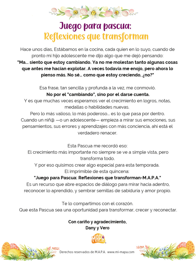 Juego para Pascua Reflexiones Que Transforman M A P A Tmc44z | PDF