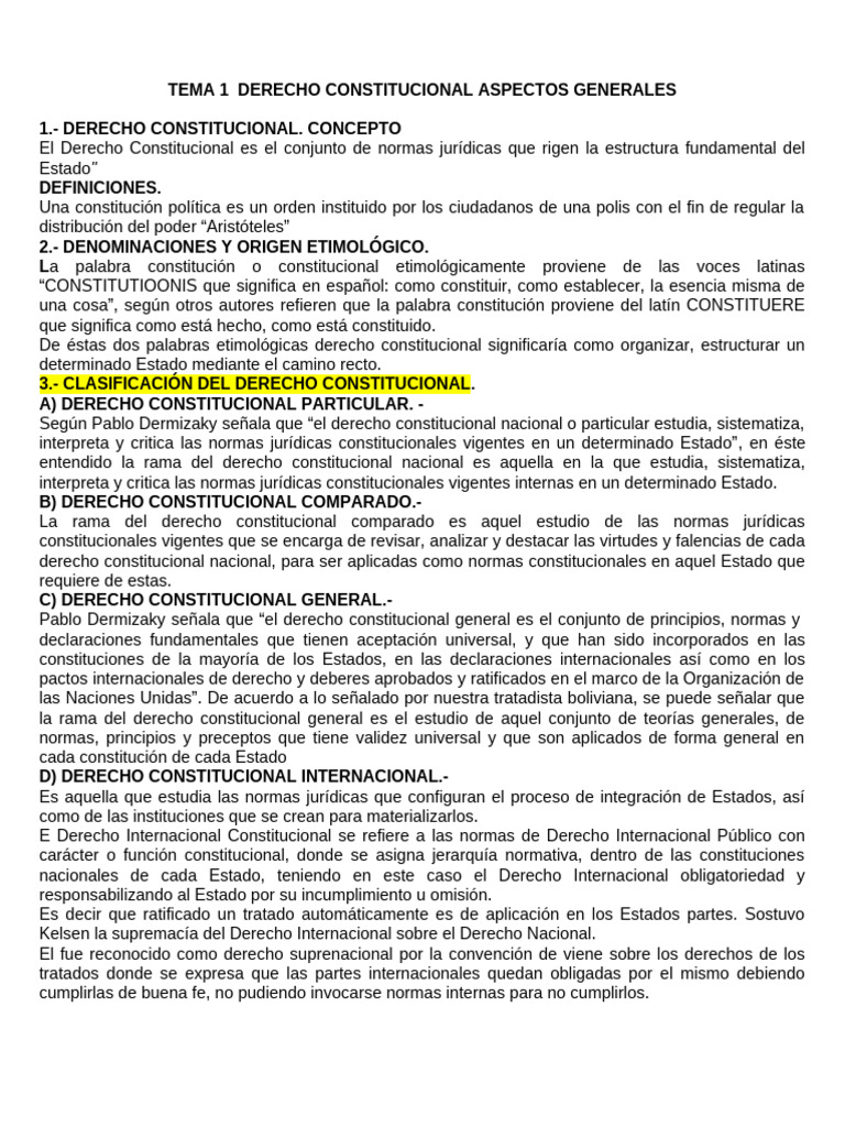 Derecho Constitucional I | PDF | Constitución | Ley constitucional
