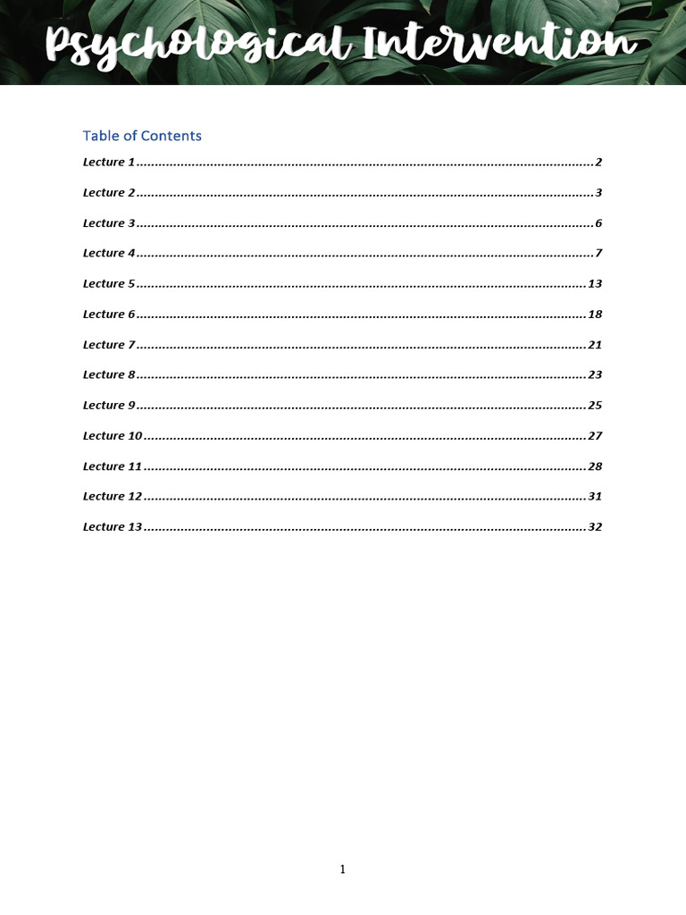 Psychological Intervention | PDF | Psychotherapy | Psychoanalysis