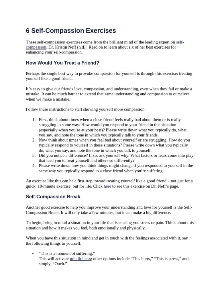 6 Self-Compassion Exercises | PDF | Feeling | Compassion