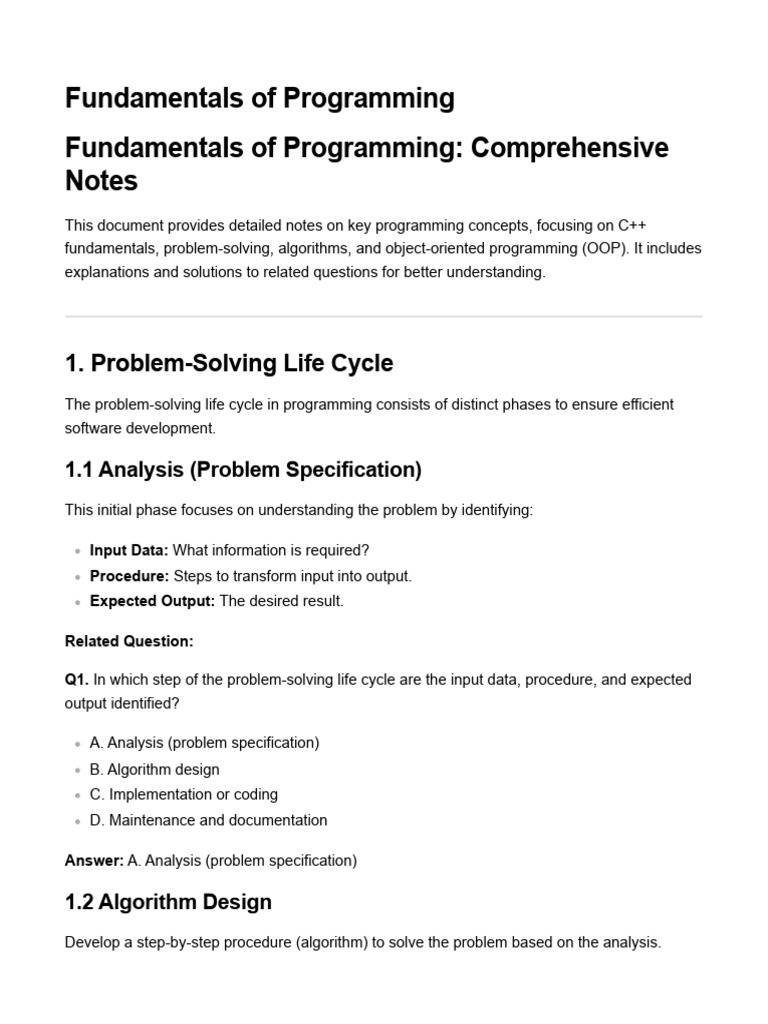 Fundamentals of Programming | PDF | Computer Programming | C++