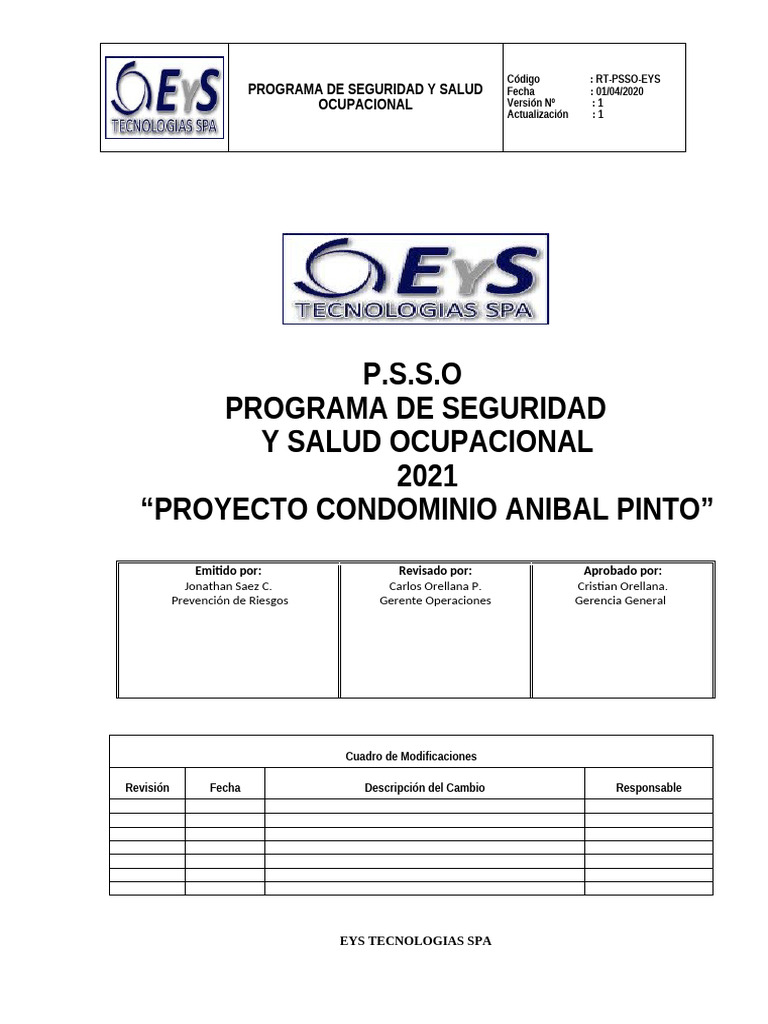Programa de SSO 2021 | PDF | Seguridad y salud ocupacional | La ...