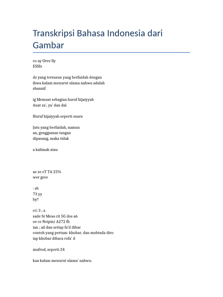 Transkripsi Tulisan Tangan Bahasa Indonesia | PDF