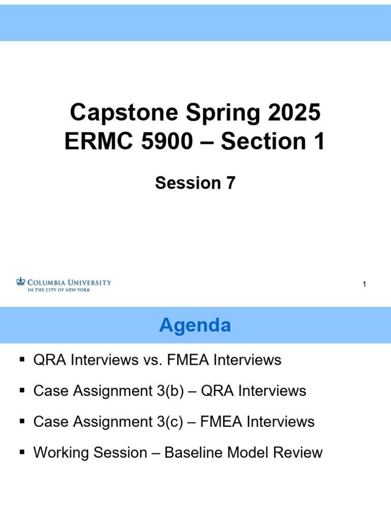 Capstone Spring 2025 Section 1 - Session 7 | PDF | Risk