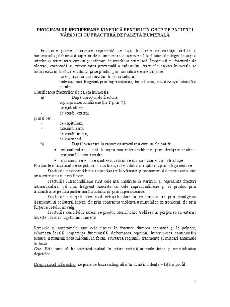 Fractura de Paleta Humerala-Masajkinetoterapie | PDF