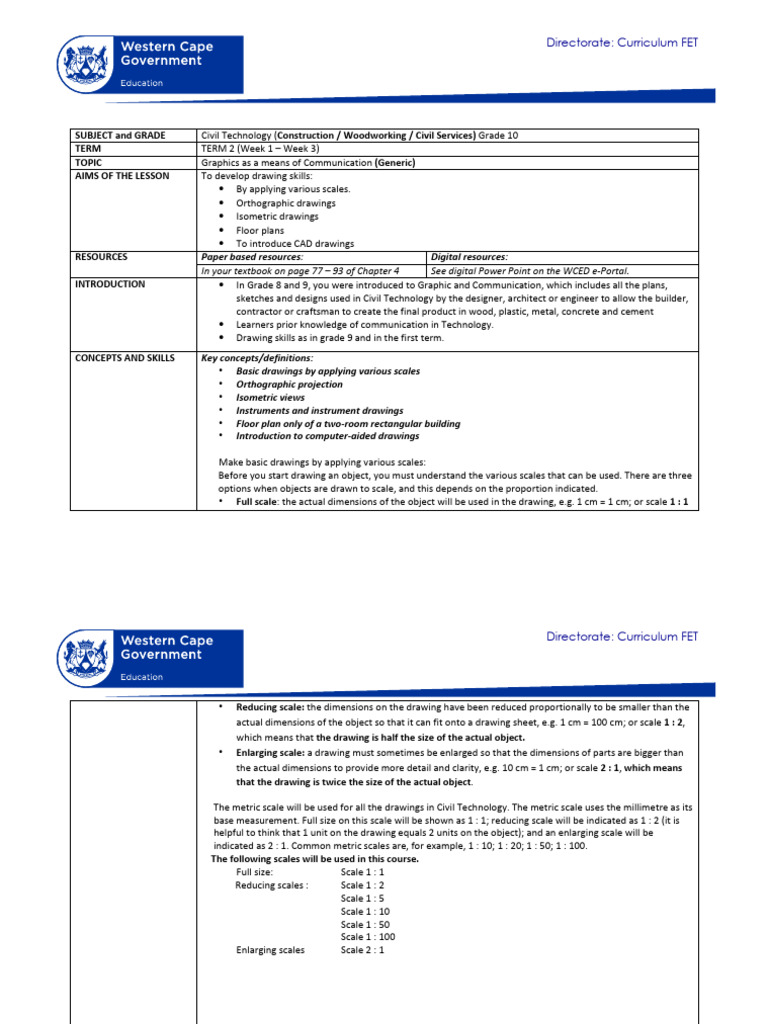 Grade 10 Civil Technology Graphics Guide | PDF | Technical Drawing