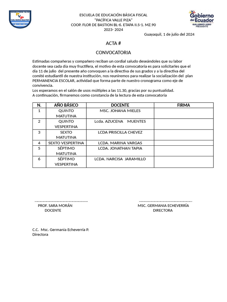 Actas Eje Convivencia | PDF