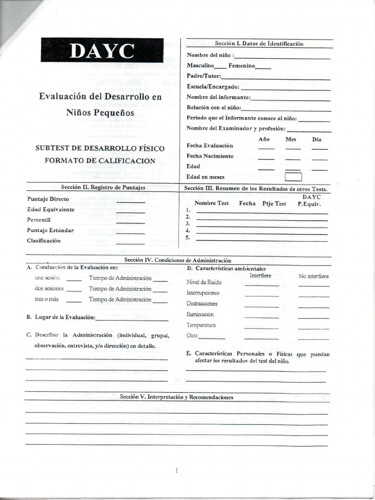 DAYC - Subtest | PDF