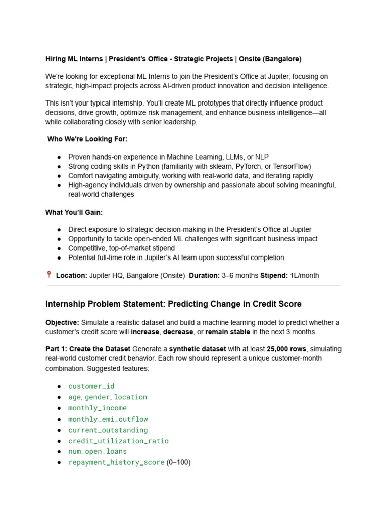 Problem Statement Ml Interns Jupiter Pdf Machine Learning Cognition 4703