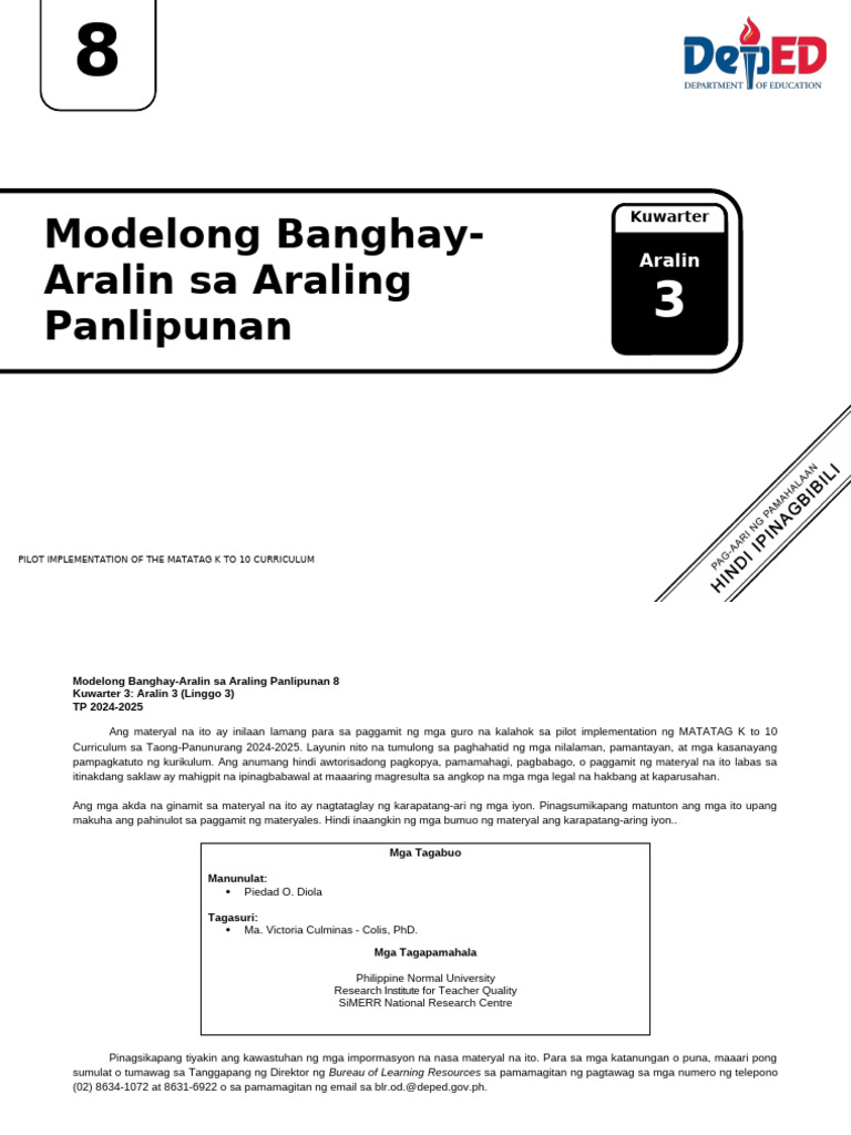 Q3 LE AP8 Lesson3 Week3 | PDF