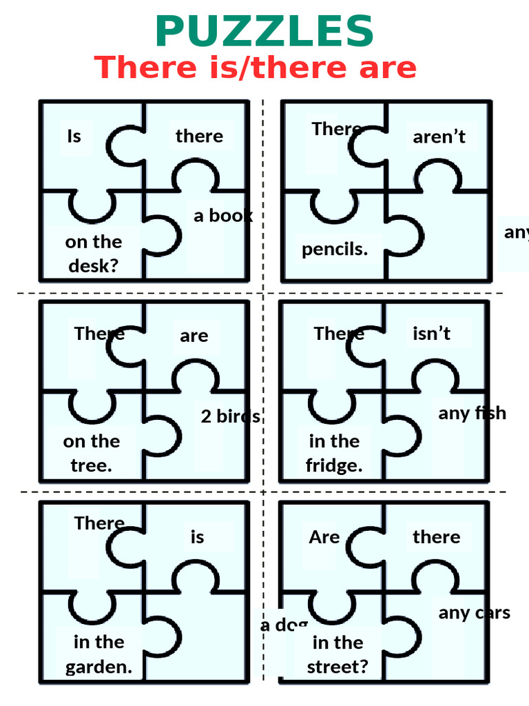 There Isthere Are Puzzles Flashcards Fun Activities Games Games Grammar ...