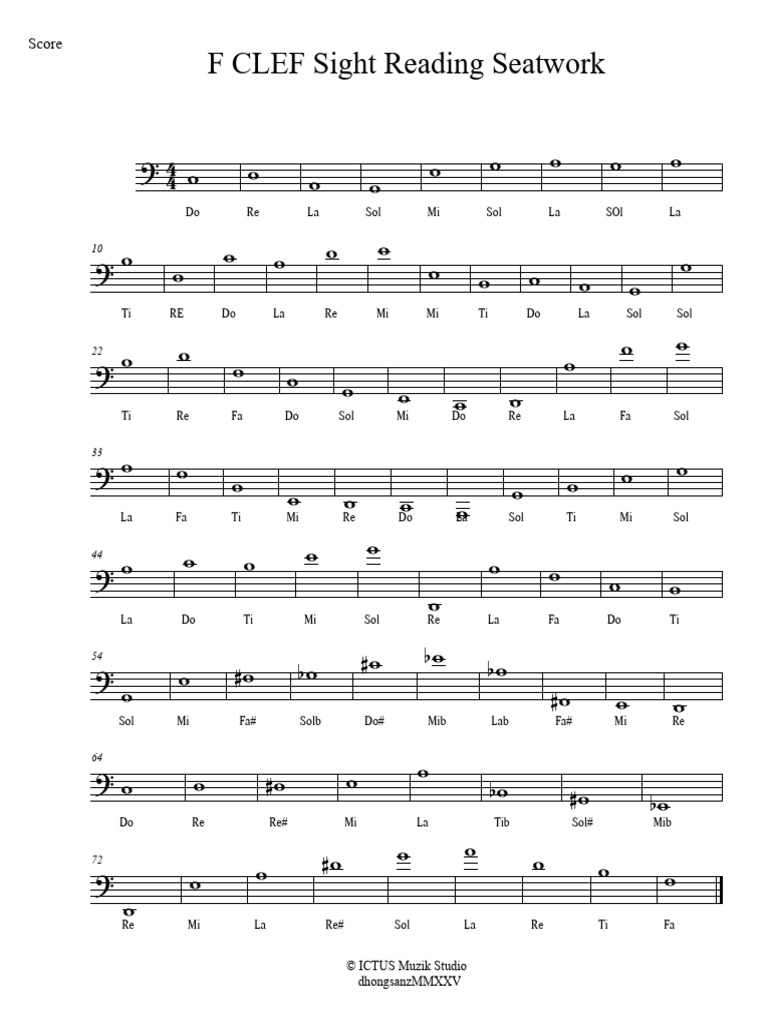 F CLef Sight Reading Answers | PDF