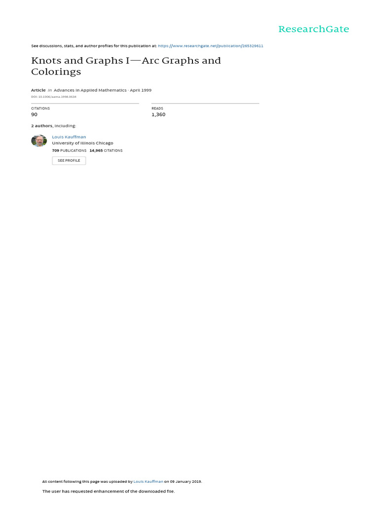 Knots and Graphs I-Arc Graphs and Colorings | PDF | Vertex (Graph Theory) | Combinatorics