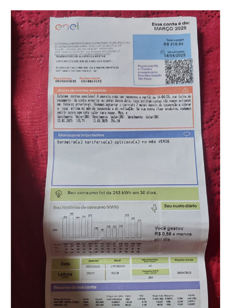Conta Enel Marco 2025 | PDF