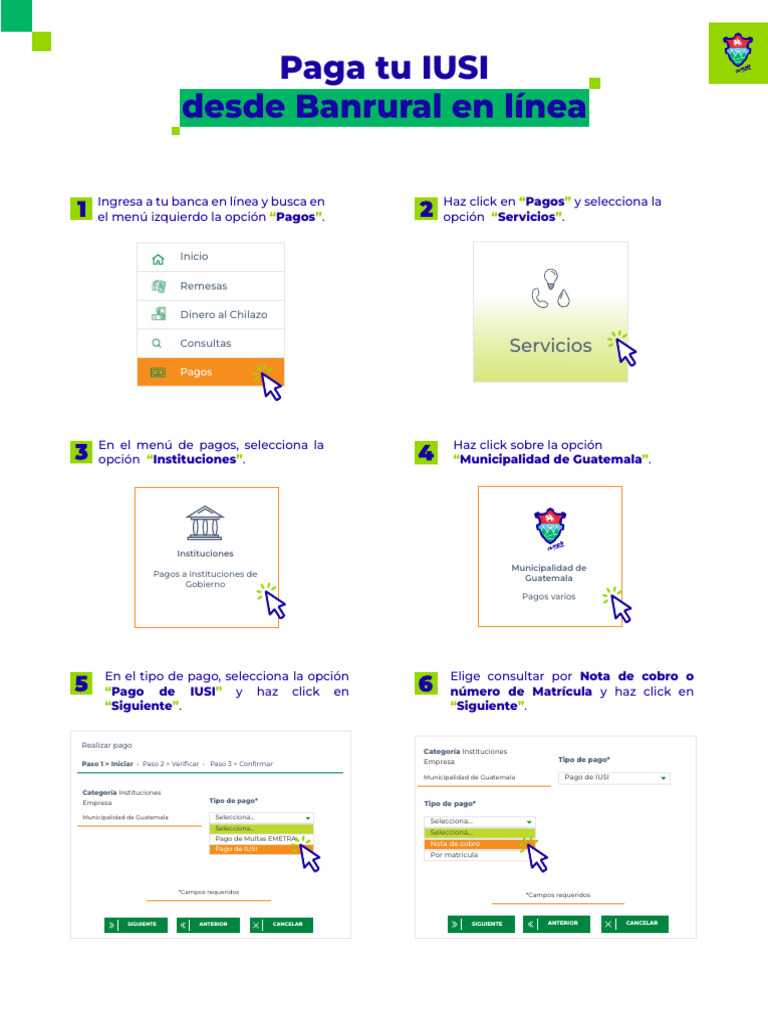 Pagar IUSI en línea con Banrural | PDF