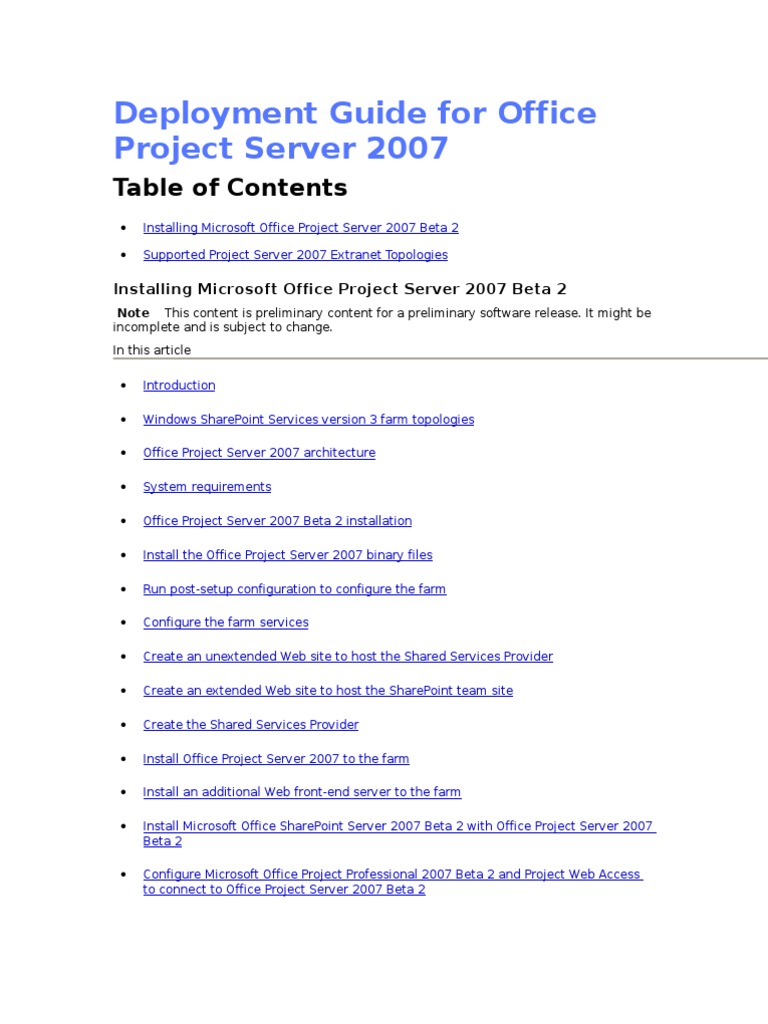Deployment Guide For Office Project Server 2007 | PDF | Business