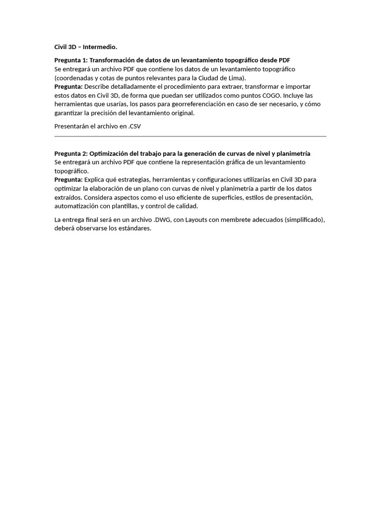 Ultimo Examen Civil 3D | PDF