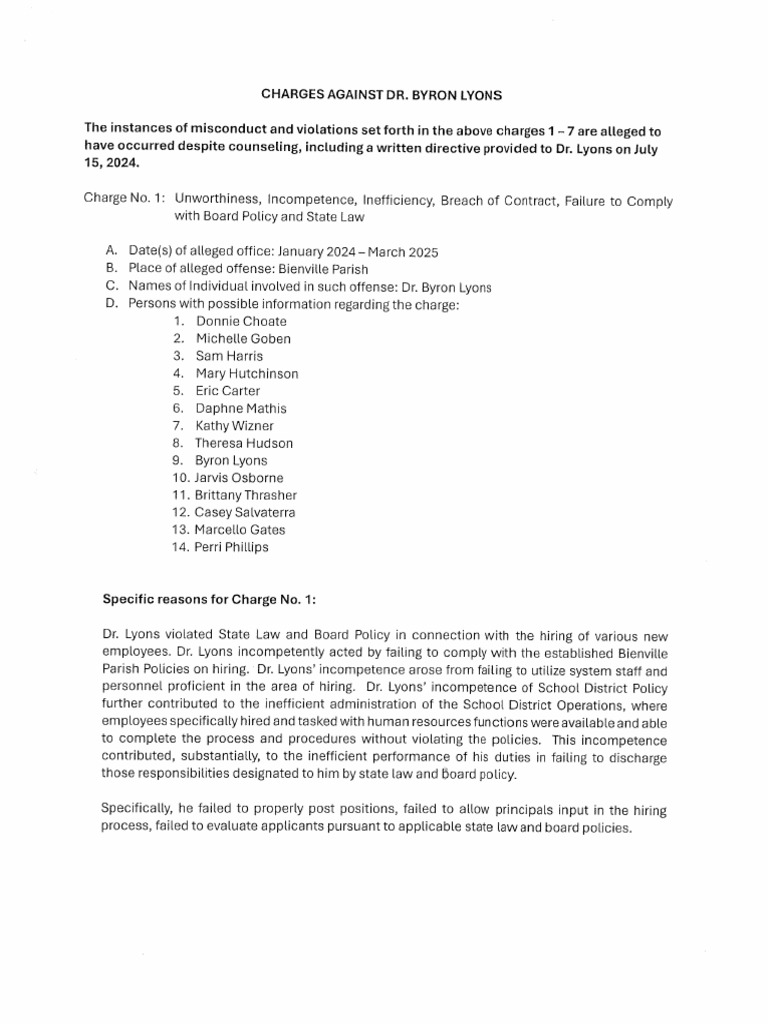 Bienville Superintendent | PDF