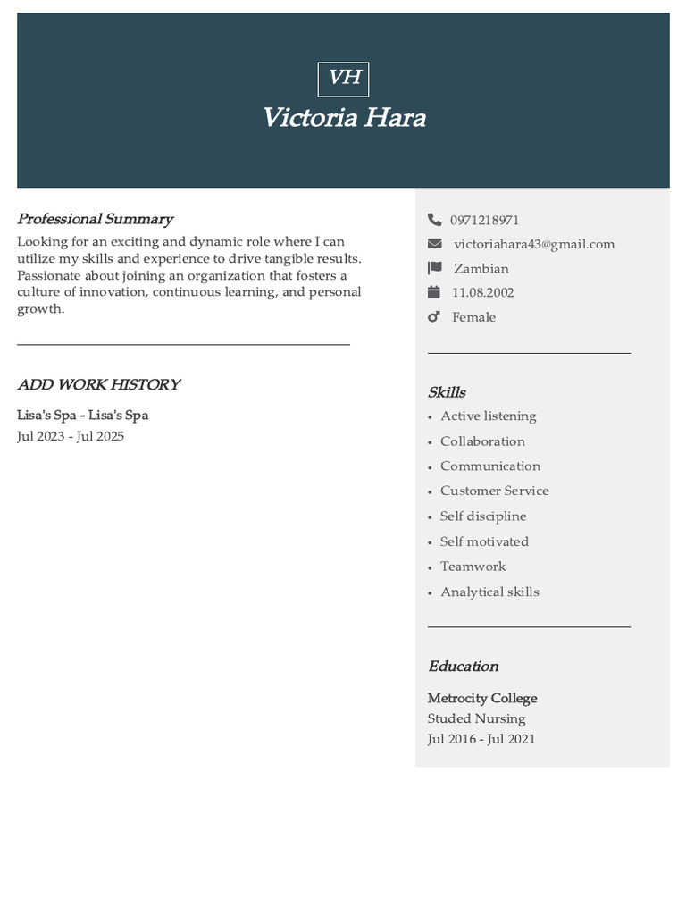 Victoria Resume 507 | PDF